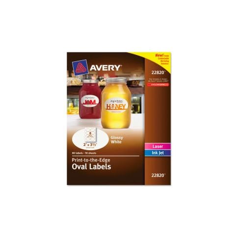 Avery® Oval Easy Peel Labels 2 x 3-1/3 Glossy 22820